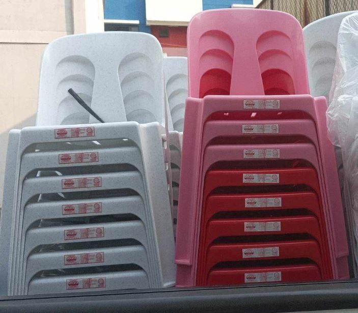 PINK/WHITE/RED MONOBLOCK CHAIRS COFTA RUBY, Furniture & Home Living ...