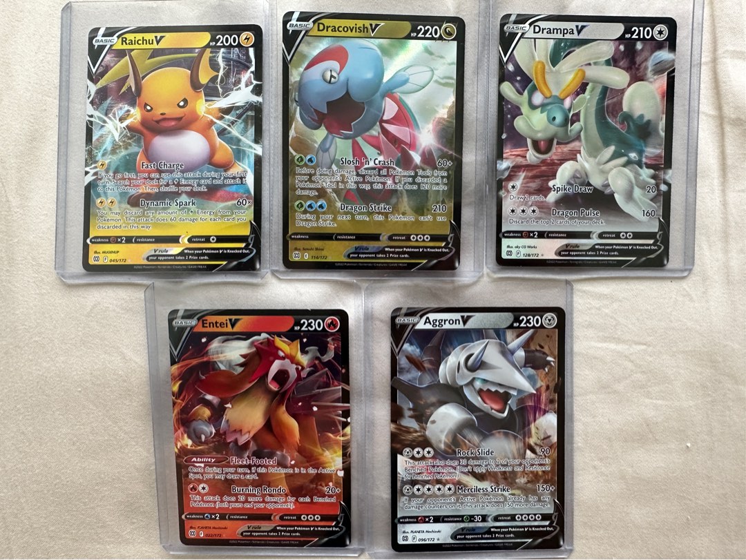 Pokemon Card TCG Raichu V 045 Dracovish V 114 Drampa V 128 Entei V 022 Aggron V 096 Brilliant ...