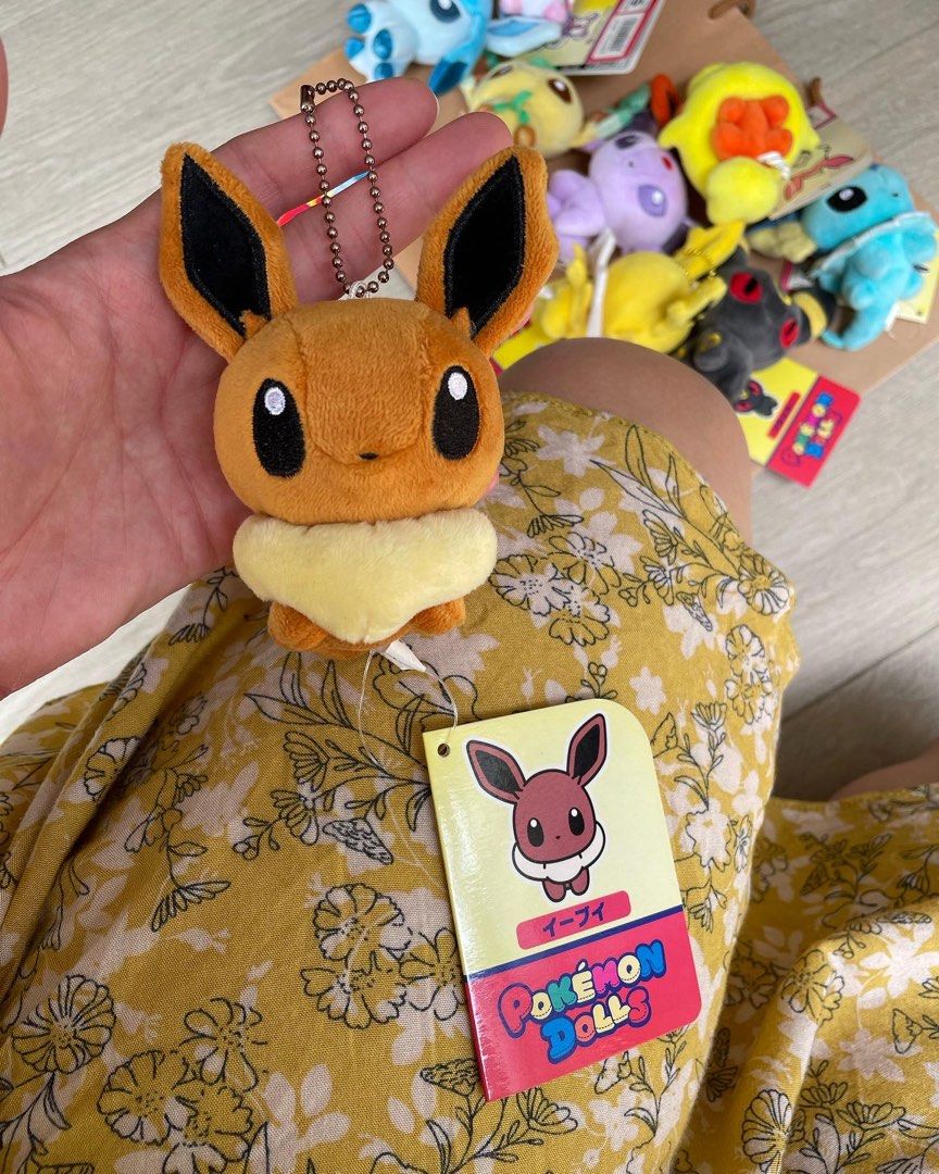 Pokemon Plush Eevee Keychain Plushie Pokemon Dolls, Hobbies & Toys ...