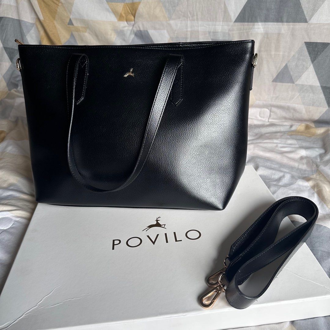 Povilo Kira Tote Black, Barang Mewah, Tas & Dompet di Carousell