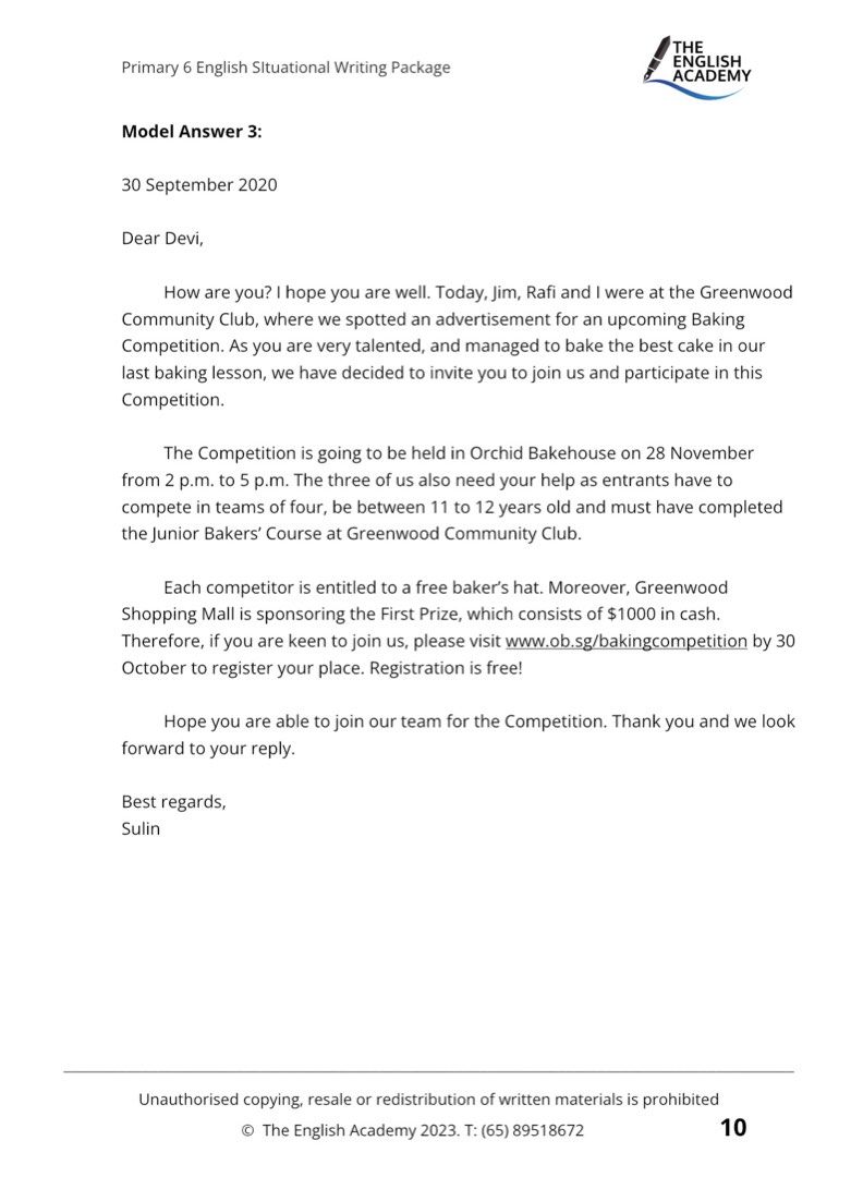 PSLE English Compositions | Notes Model Essays | Creative Writing ...