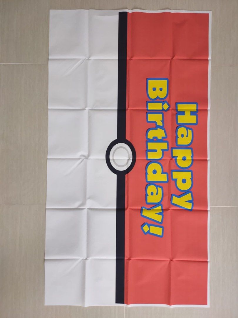 [Ready Stock] Pokemon Pokeball Happy Birthday backdrop ( Approx size ...
