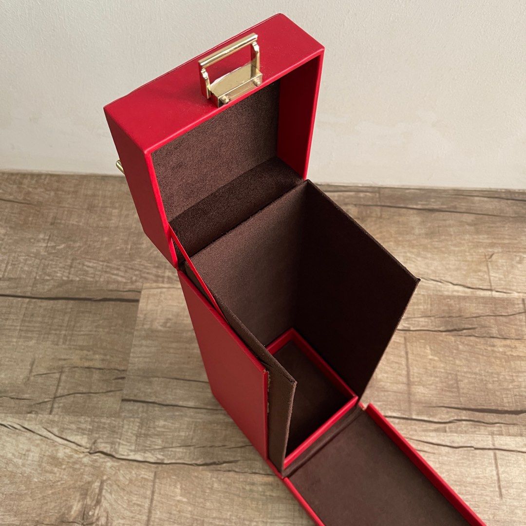 Red Faux Leather Box with Gold Hardware, Furniture & Home Living, Home ...