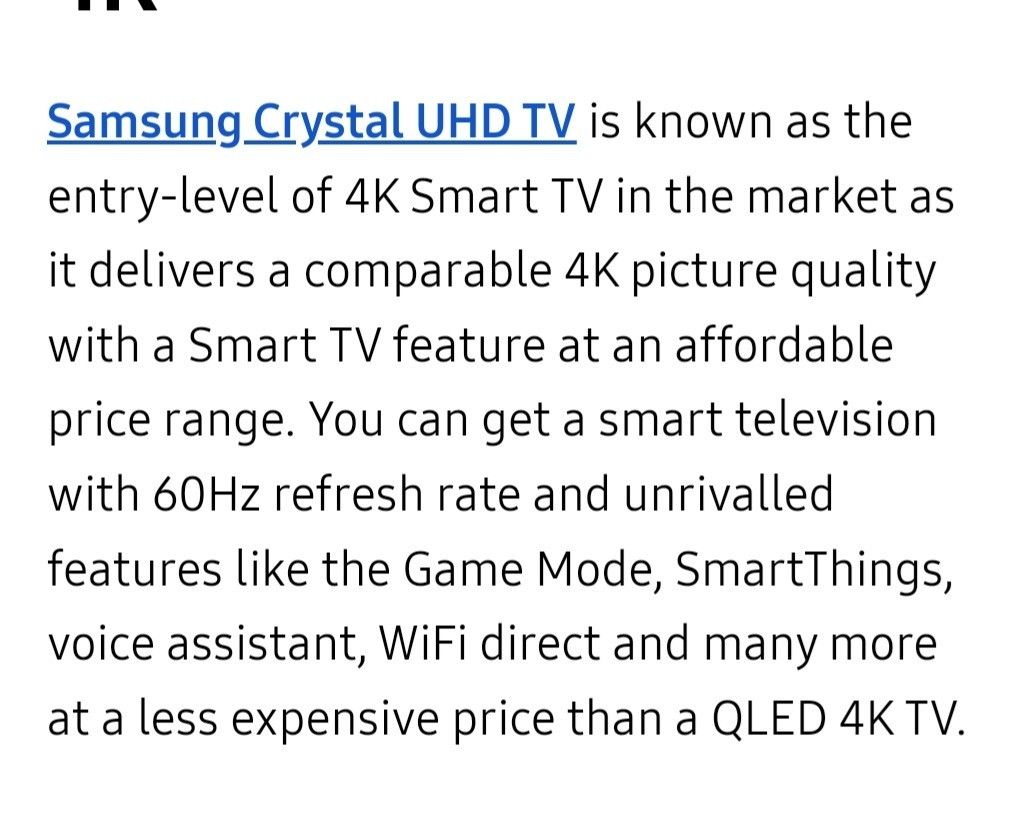 Samsung Crystal UHD 700 43", TV & Home Appliances, TV & Entertainment, TV on Carousell