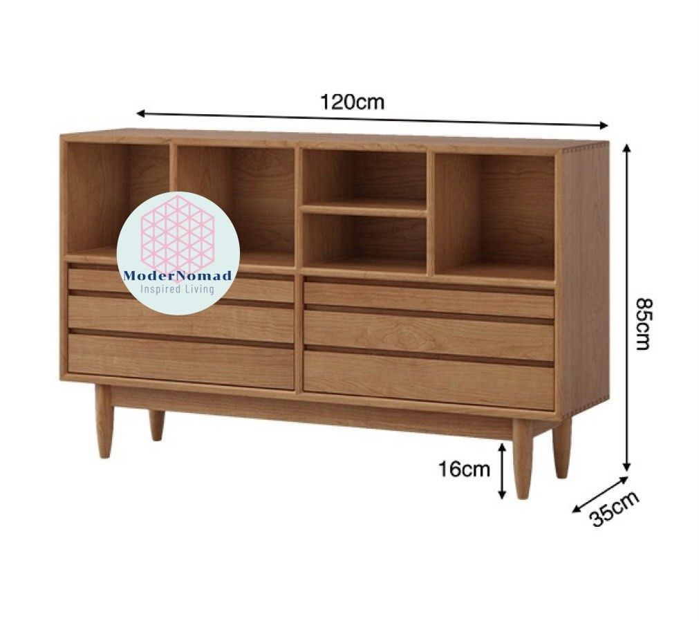 Sideboard Music Console Station Entertainment Cabinet Bookcase Storage ...
