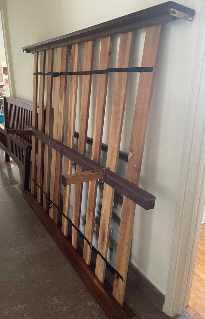 Solid Teak wood Picket & Rail queen bed, Furniture & Home Living ...