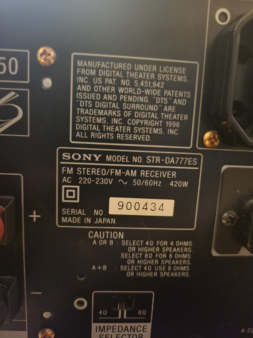 Sony DA777ES _ made in Japan power processor with remote, Audio ...