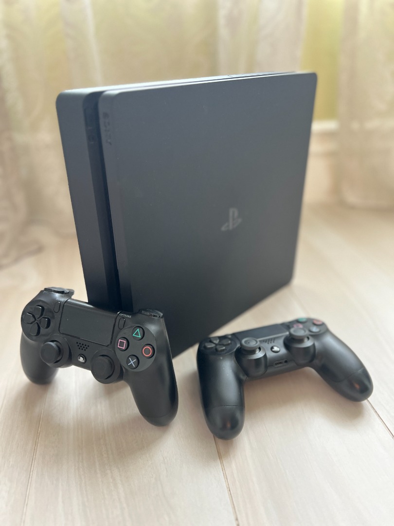 Sony PlayStation 4 Slim 400GB Black Console w/ 2 wireless controller ...