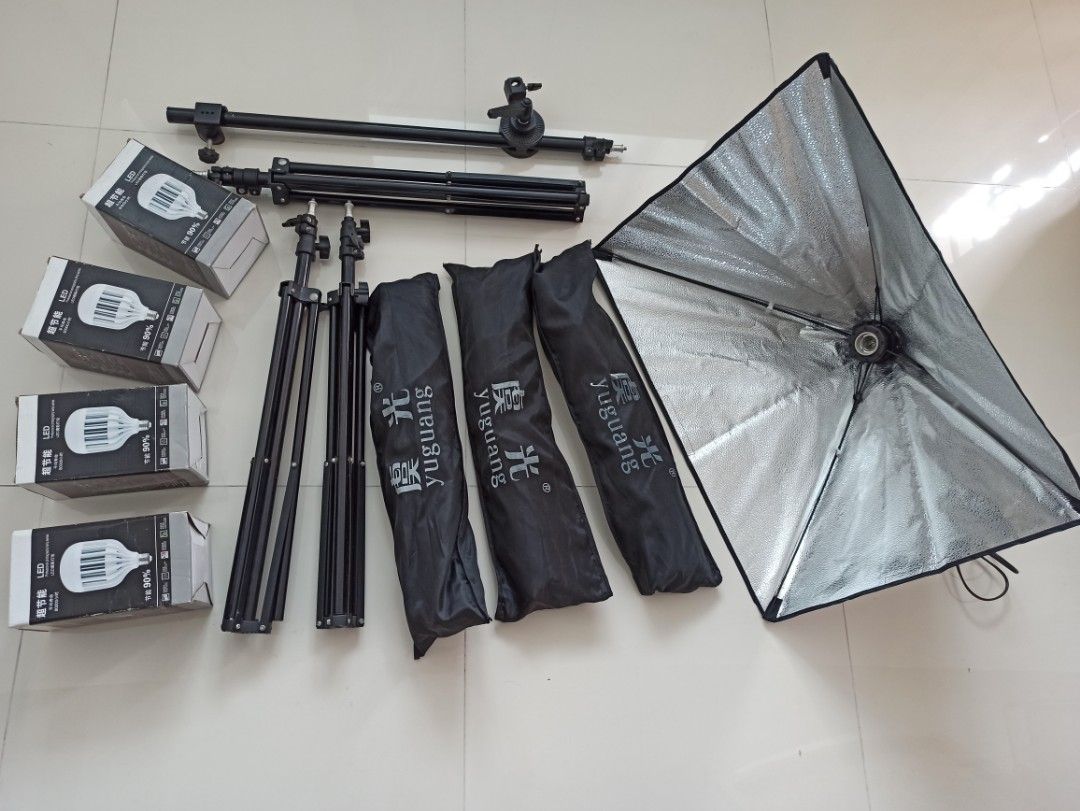 Studio Photography Boom Arm Light Stand Soft Box with 4 75W Lighting ...