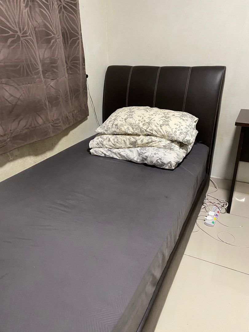 Super single bed & mattress, Furniture & Home Living, Furniture, Bed ...