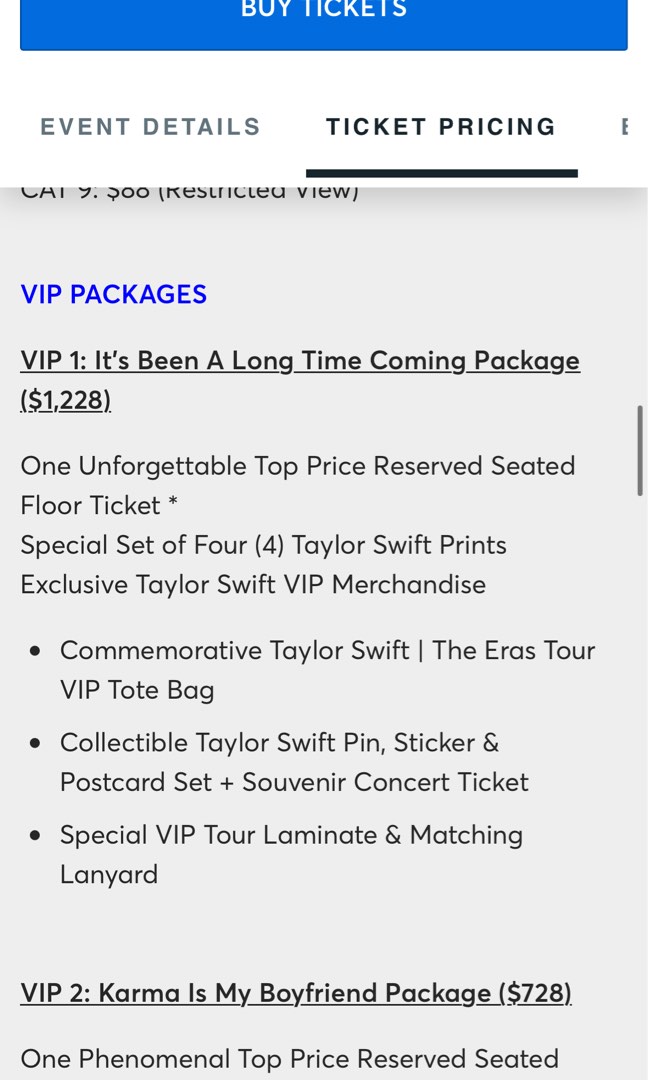 Taylor swift Eras tour VIP merch, Hobbies & Toys, Memorabilia ...
