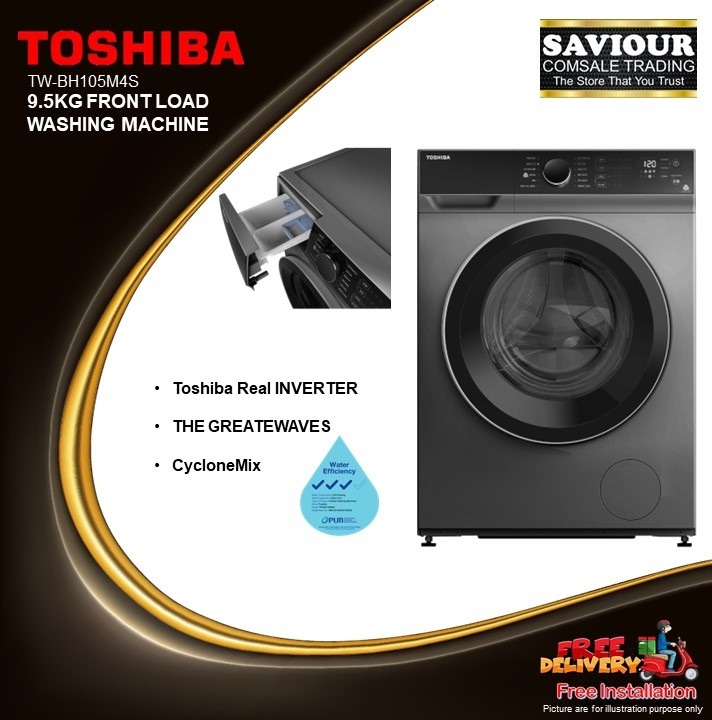 TOSHIBA TW-BH105M4S 9.5KG FRONT LOAD WASHING MACHINE - FREE DELIVERY & INSTALL, TV & Home ...