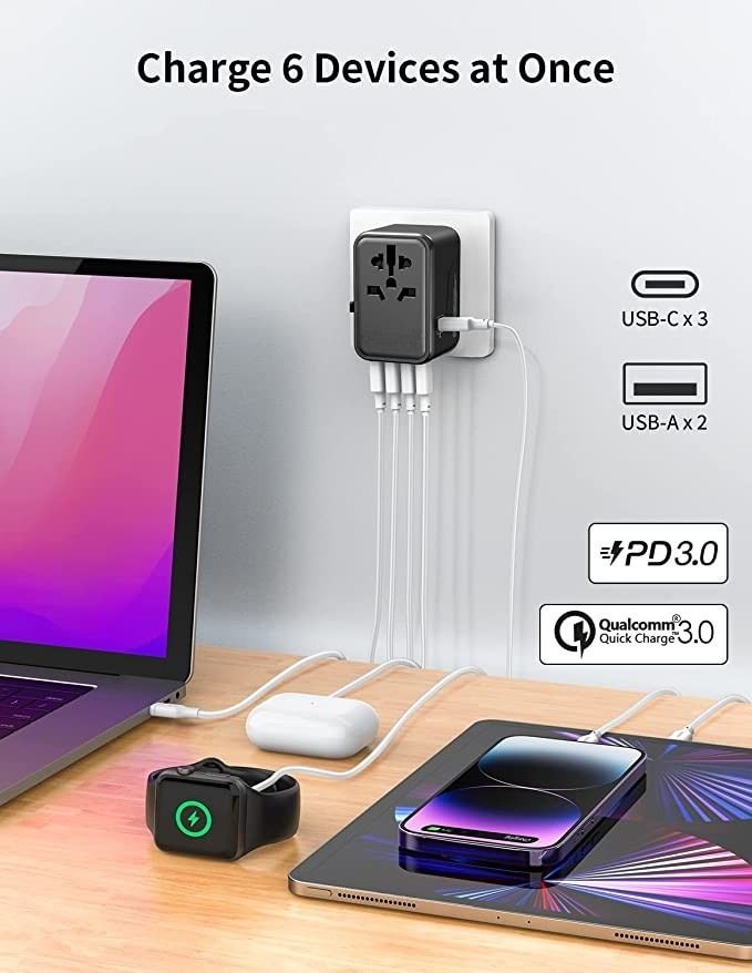 Universal Travel Adapter GaN III 65W International Charger with 2 USB ...