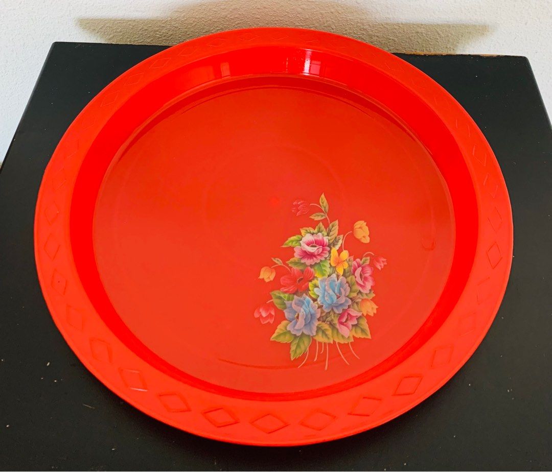 Vintage Red Plastic Trays/Plates, Furniture & Home Living, Kitchenware ...