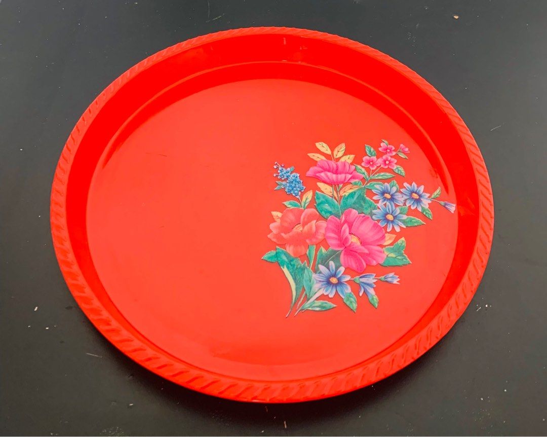 Vintage Red Plastic Trays/Plates, Furniture & Home Living, Kitchenware ...