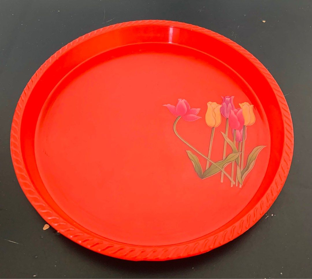 Vintage Red Plastic Trays/Plates, Furniture & Home Living, Kitchenware ...