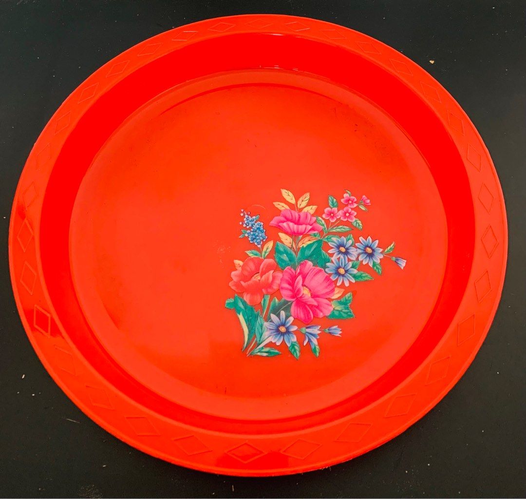 Vintage Red Plastic Trays/Plates, Furniture & Home Living, Kitchenware ...
