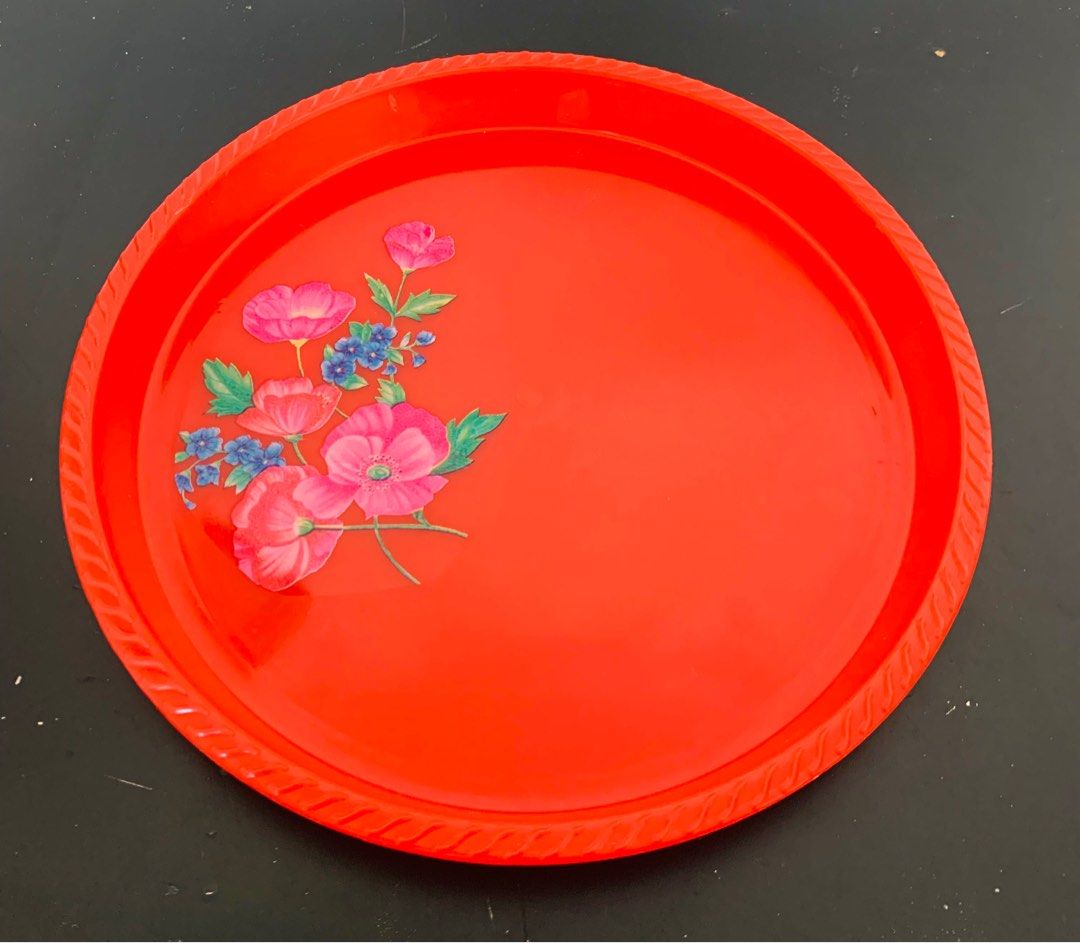 Vintage Red Plastic Trays/Plates, Furniture & Home Living, Kitchenware ...