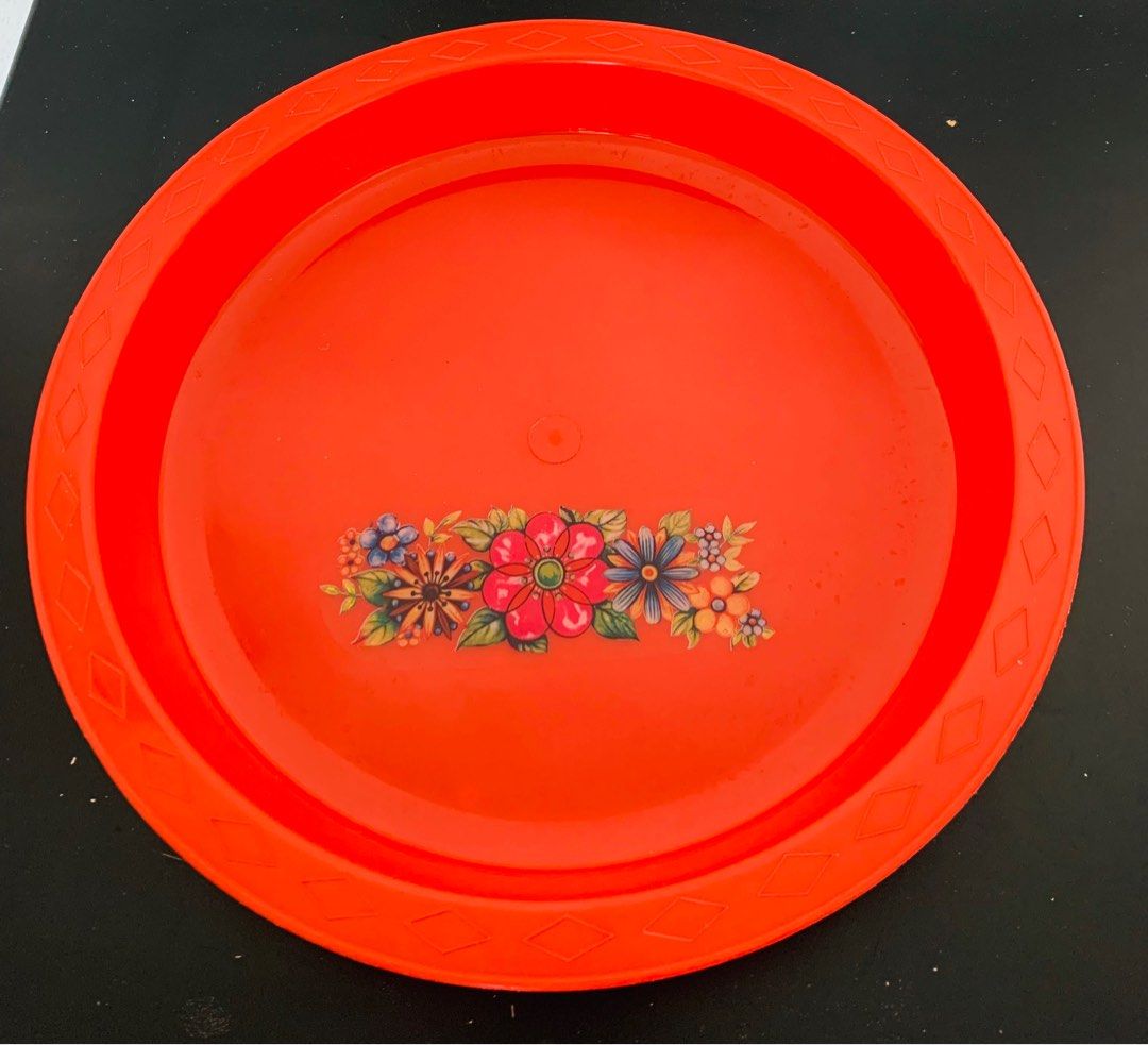 Vintage Red Plastic Trays/Plates, Furniture & Home Living, Kitchenware ...