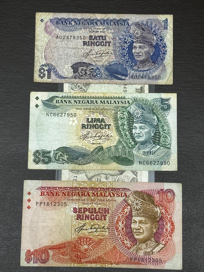 1 , 5 , 10 ringgit Malaysia old notes Aziz Taha SET, Hobbies & Toys ...