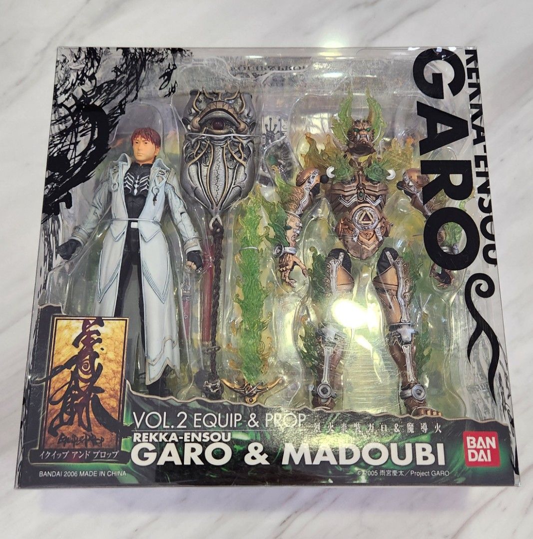 2006 BANDAI Garo Equip & Prop Vol.2 Rekka-Ensou GARO & Madoubi Figures Mint in Sealed Box ...
