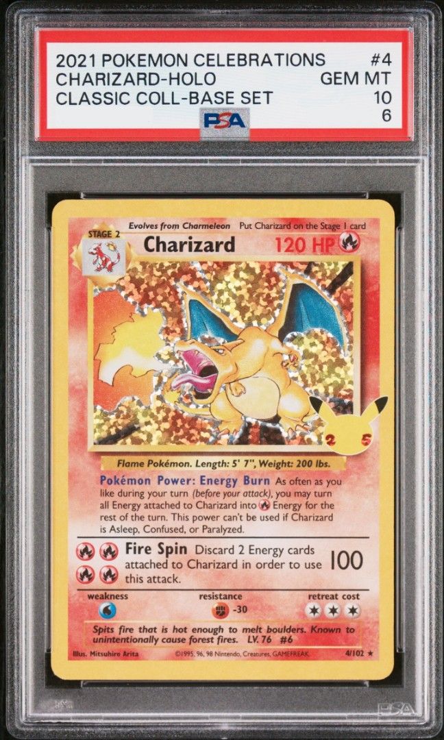 2021 Pokemon Celebrations Classic Collections-Base set Charizard 4 PSA 10, Hobbies & Toys, Toys ...