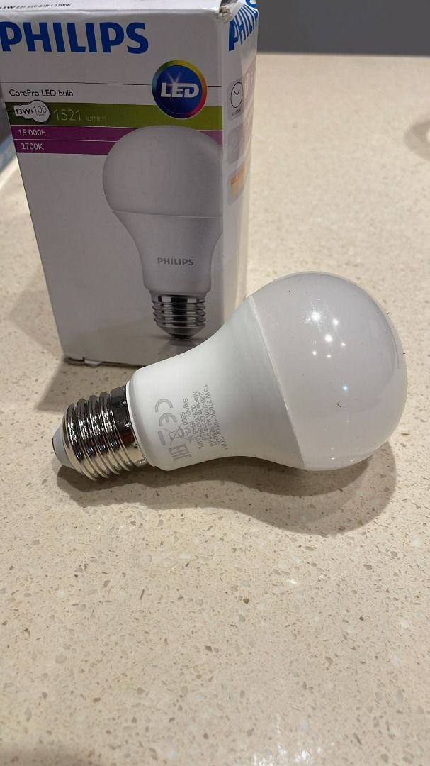 2415) PHILIPS COREPRO LED 13W (100 W) A60, E27 EDISON SCREW, BULB, COOL ...