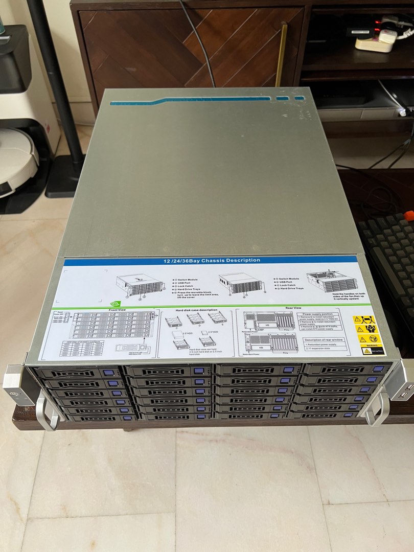 24-Bay Rack-mount NAS Storage Server 4U 650mm Depth TrueNAS Unraid Plex ...