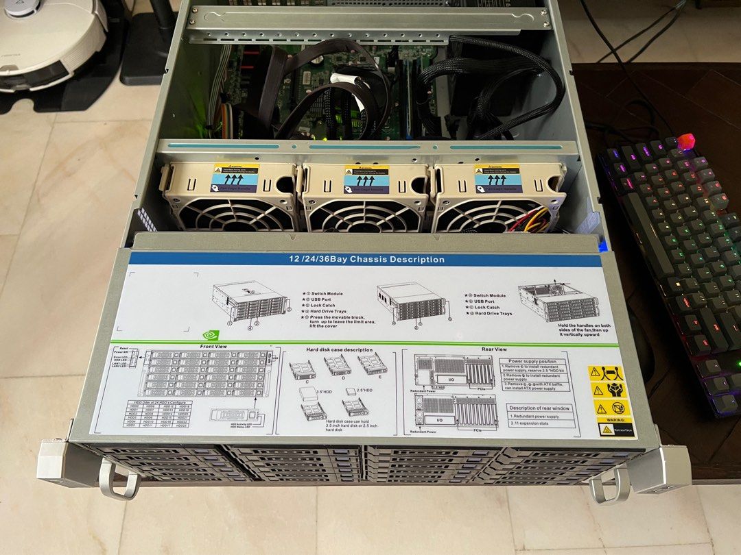 Nas Storage Server Rack Mount 24 Bay 4u 650mm Depth Truenas Unraid Plex