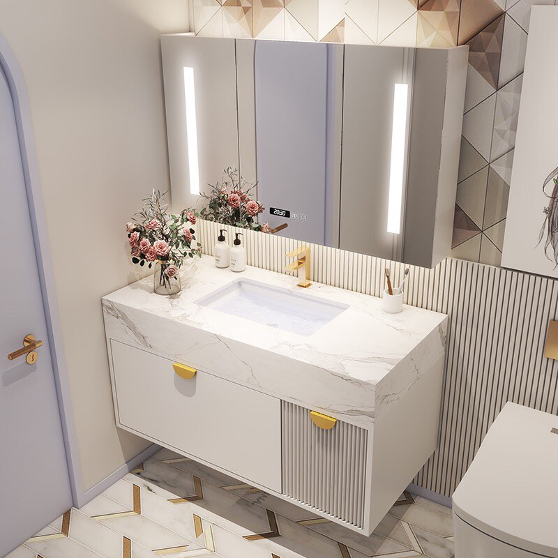 90cm Designer Vanity Set / White Gold Vanity / white basin vanity ...