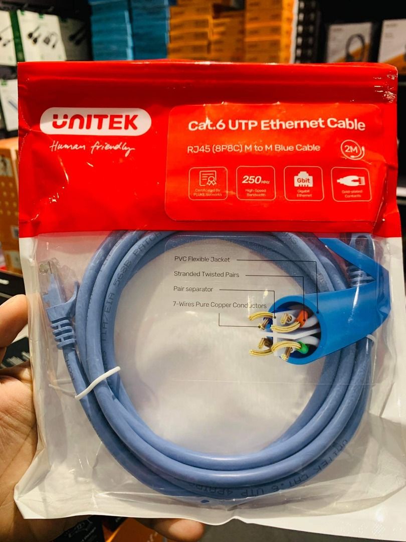 Unitek UTP Cat6 RJ45 (8P8C) Ethernet Cable Blue 2M Y-C810ABL, Computers ...