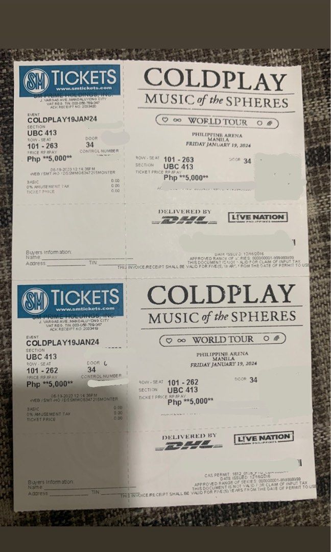 Adjacent Seats Coldplay Music of the Spheres UBC 413 Day 1, Tickets ...