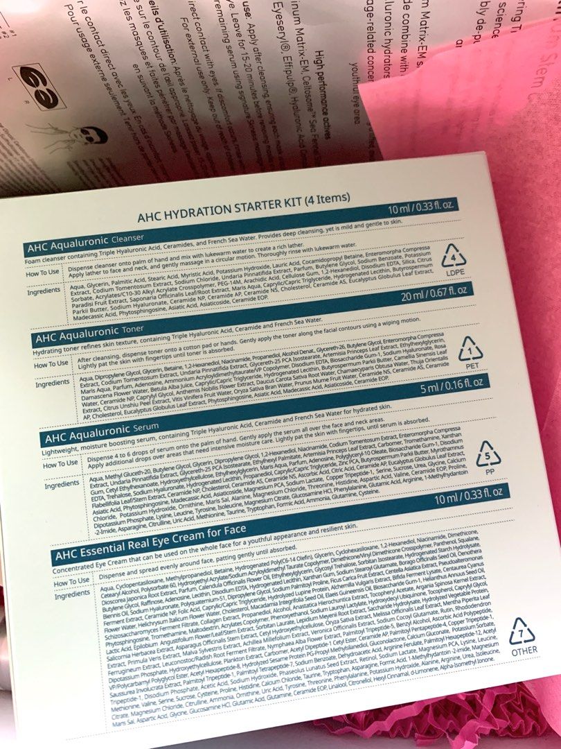 AHC hydration starter kit aqualuronic serum essential real eye cream ...