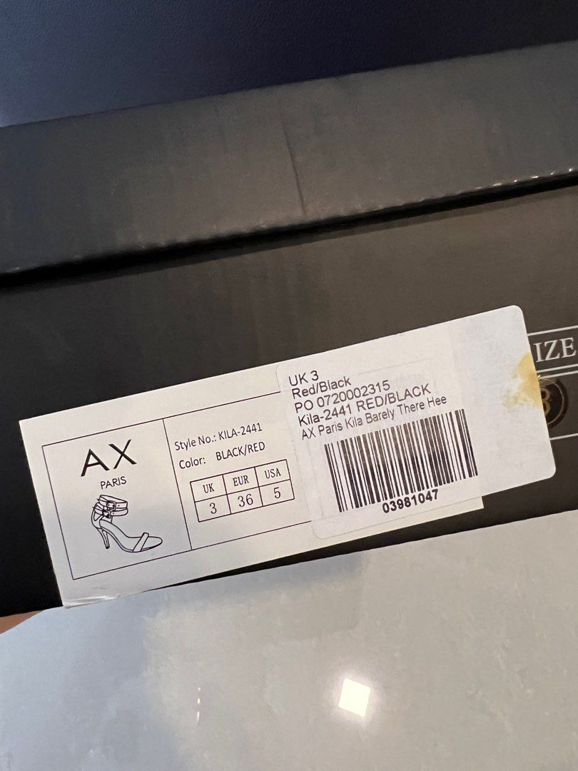 Armani Exchange AX red and black open toes heels, Women's Fashion ...