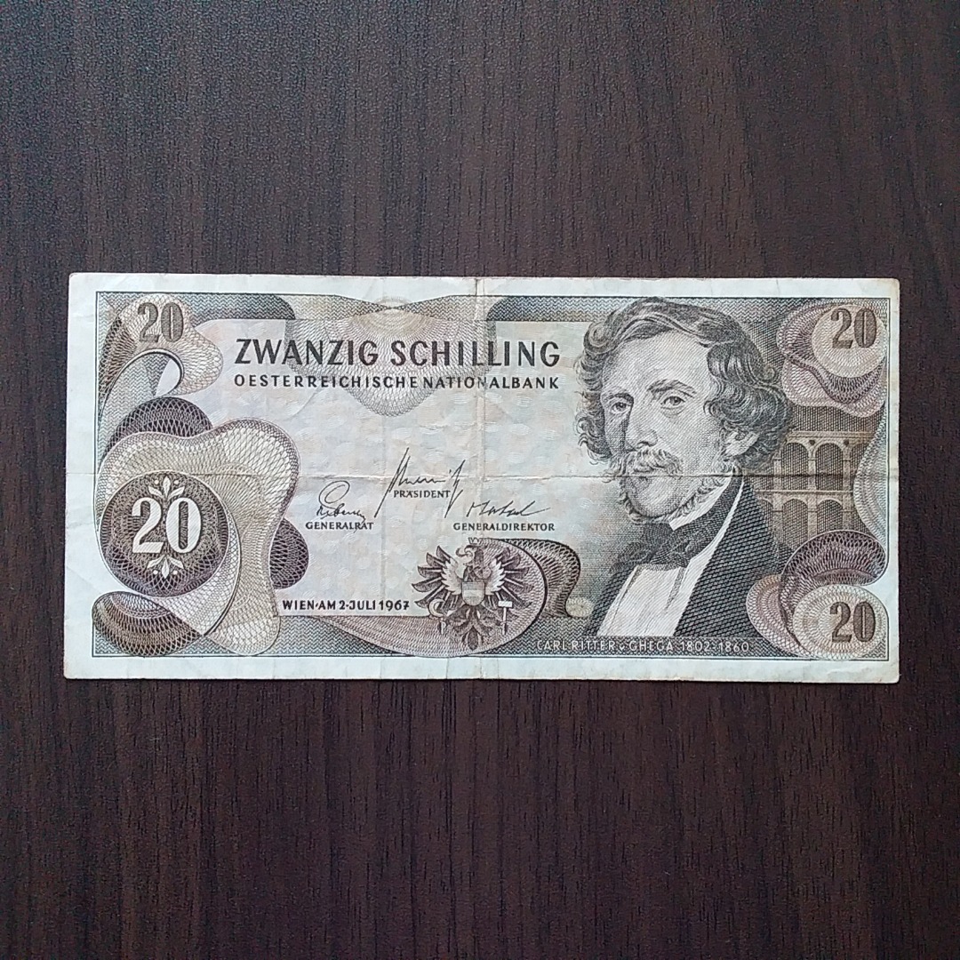 Austria 20 Schilling (1967) banknote, Hobbies & Toys, Memorabilia ...