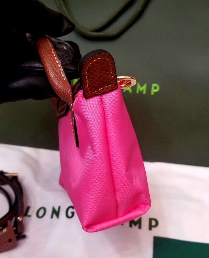 Authentic Longchamp Hot Pink Mini Le Pliage with detachable strap on ...
