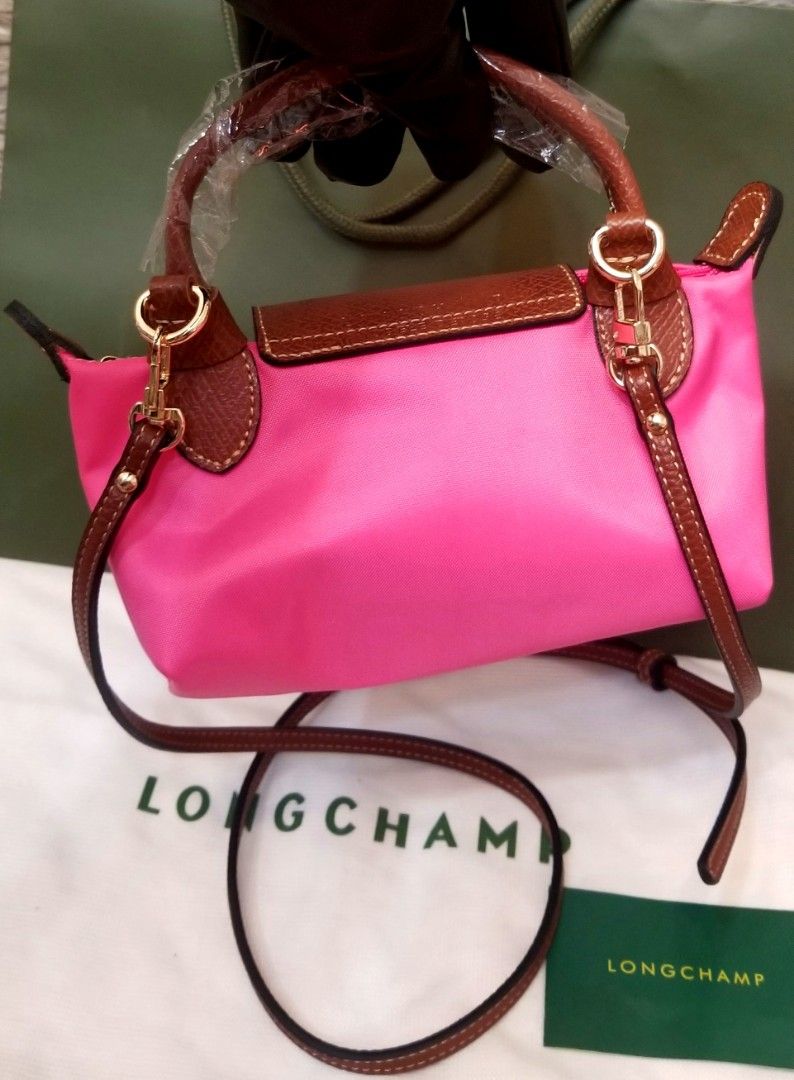Authentic Longchamp Hot Pink Mini Le Pliage with detachable strap on ...
