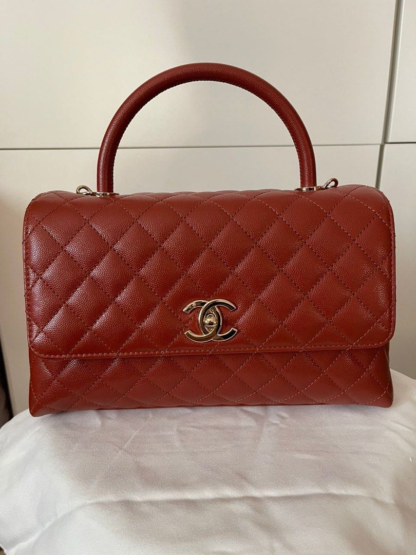 Burnt orange Medium Chanel Coco Handle, Luxury, Bags & Wallets on Carousell