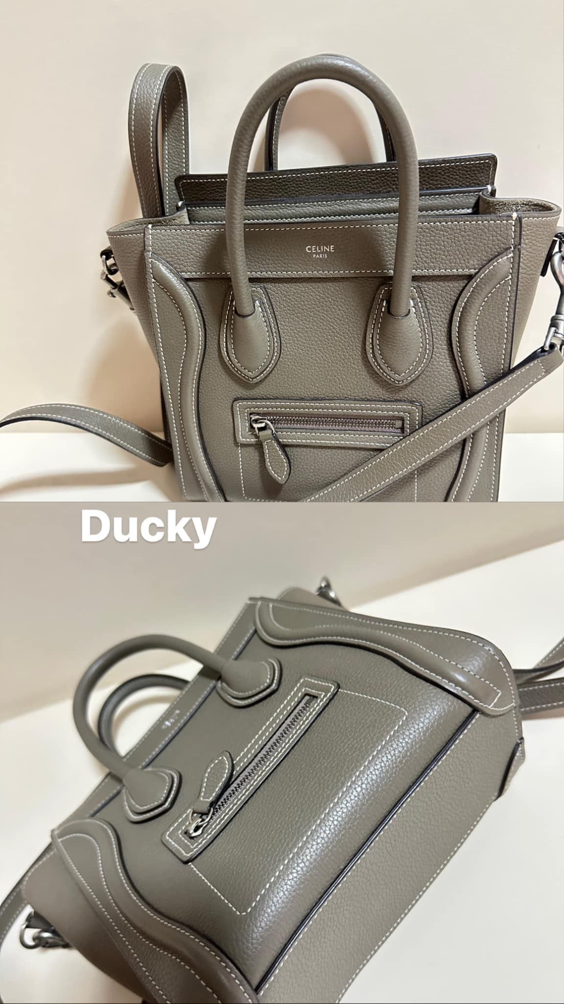 CELINE NANO LUGGAGE BAG IN DRUMMED CALFSKIN SOURIS, Luxury, Bags & Wallets on Carousell