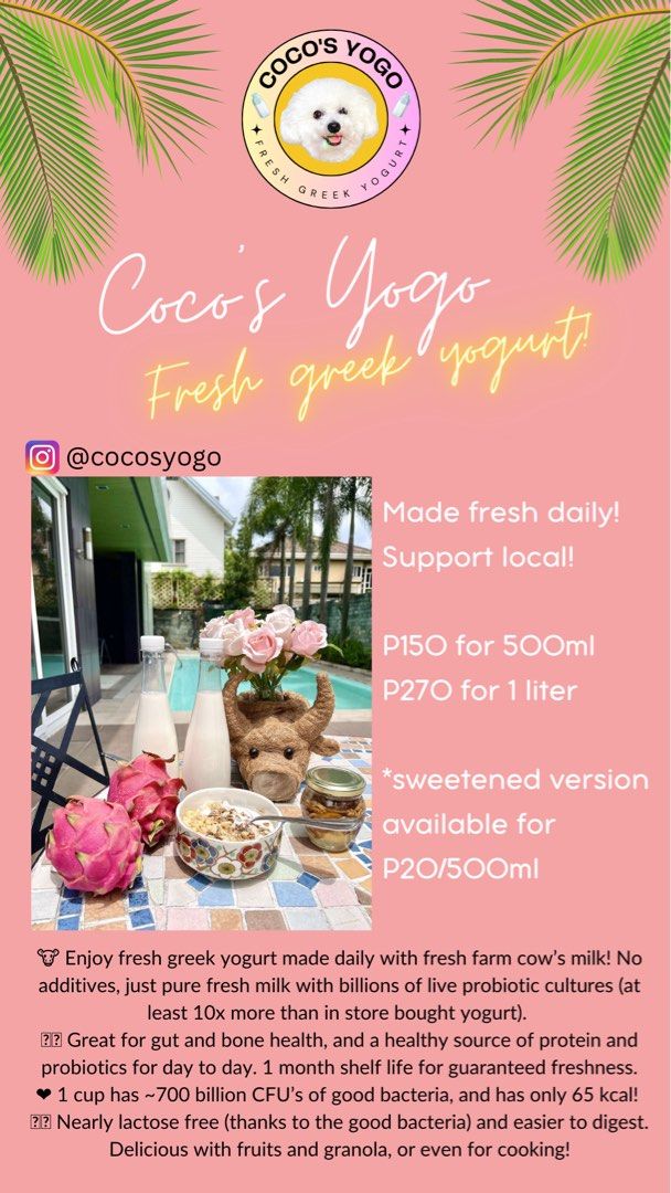 Coco’s Yogo Fresh Greek Yogurt Available Daily, Food & Drinks, Local ...