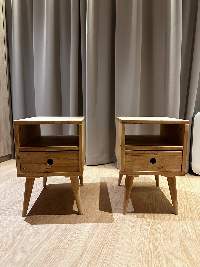 Comfort Design Narrow Tobias Bedside Table with 1 drawer natural wood ...