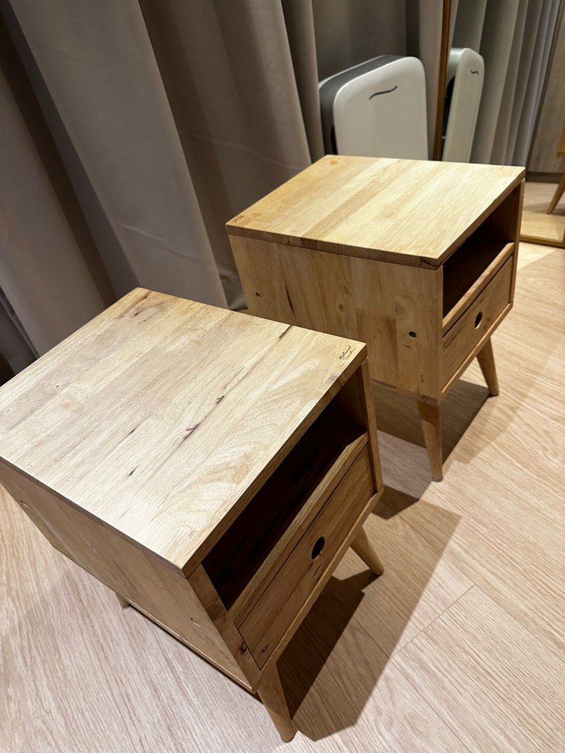 Comfort Design Narrow Tobias Bedside Table with 1 drawer natural wood ...