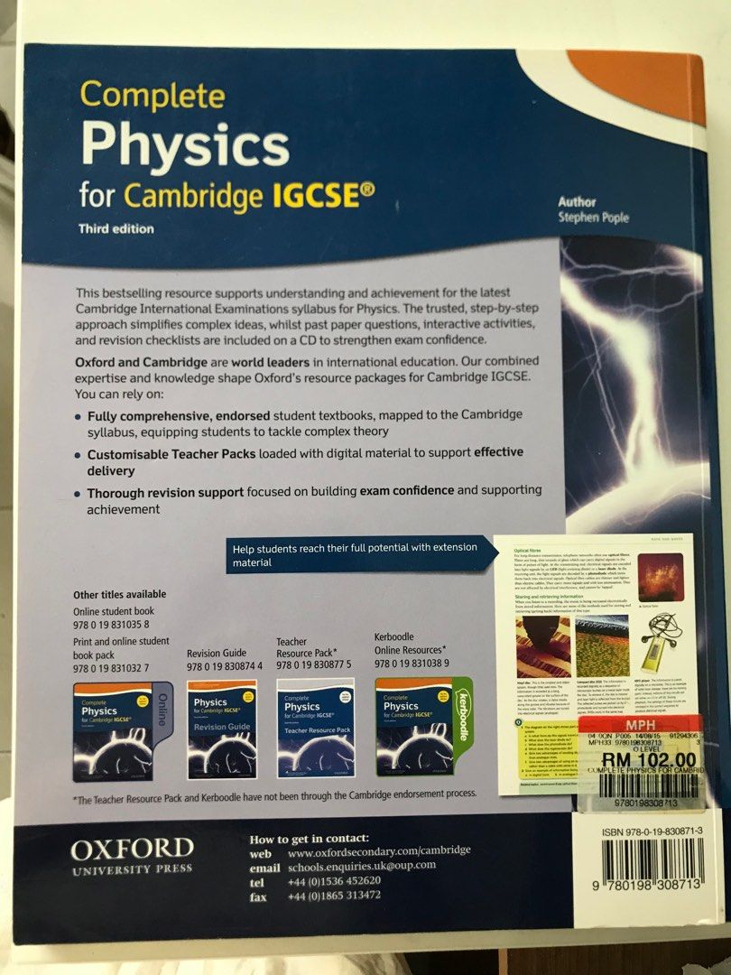 Sale ! Complete Physics for Cambridge O levels IGCSE third edition, Hobbies & Toys, Books ...