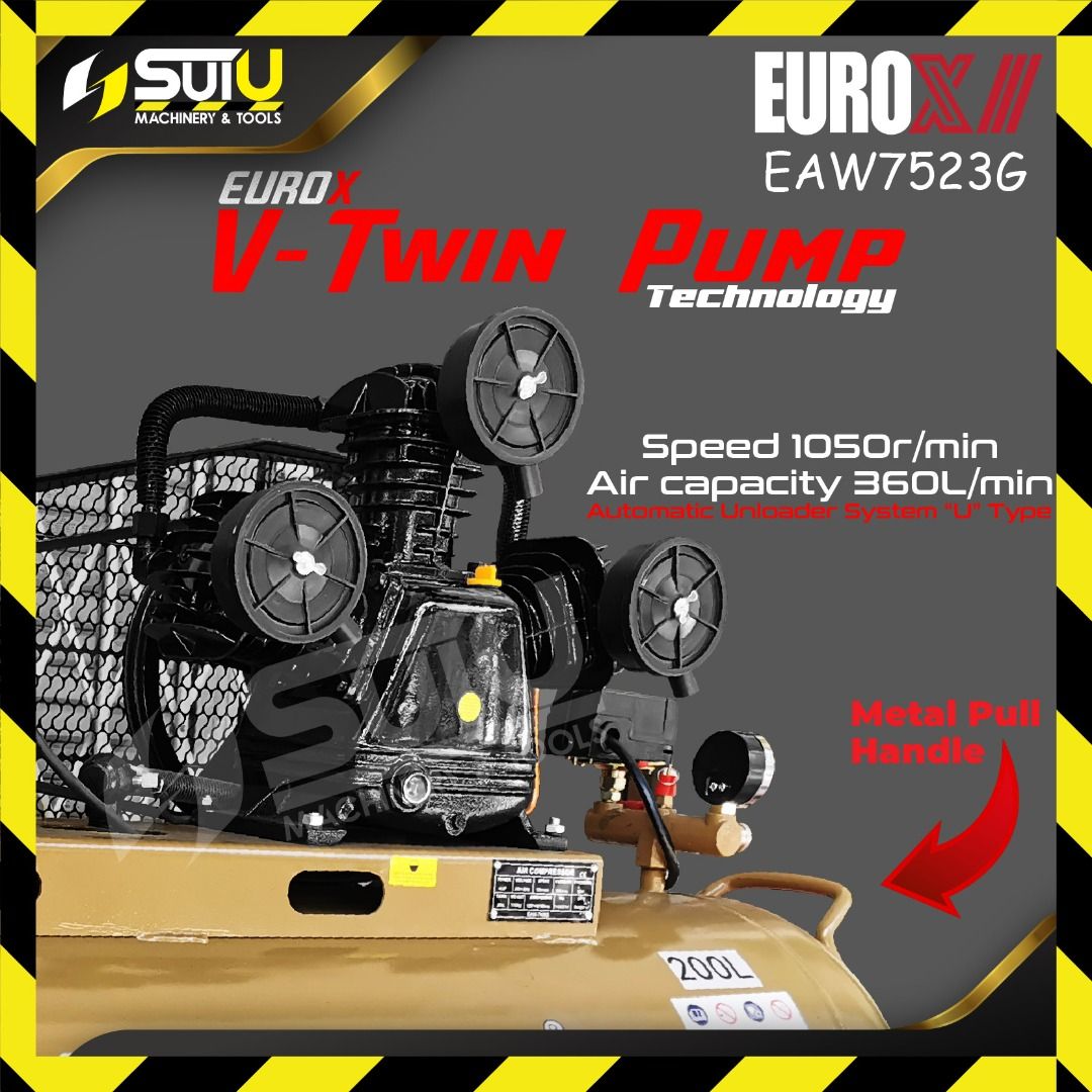 Compressor Only] EUROX GOLD EAW7523G / EAW-7523G 200L 5HP 8Bar Air Compressor / Kompressor ...