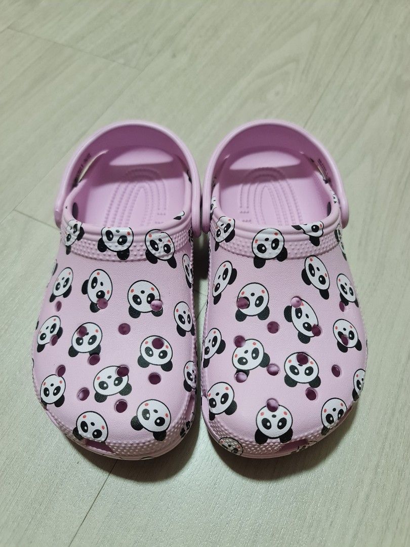 Crocs pink panda design, Women's Fashion, Footwear, Flipflops and ...