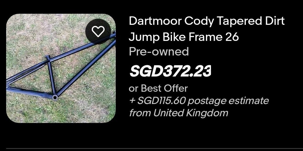 Dartmoor Cody Custom Painted Dirt Jump Bike Frame 26 DJ slope style ...