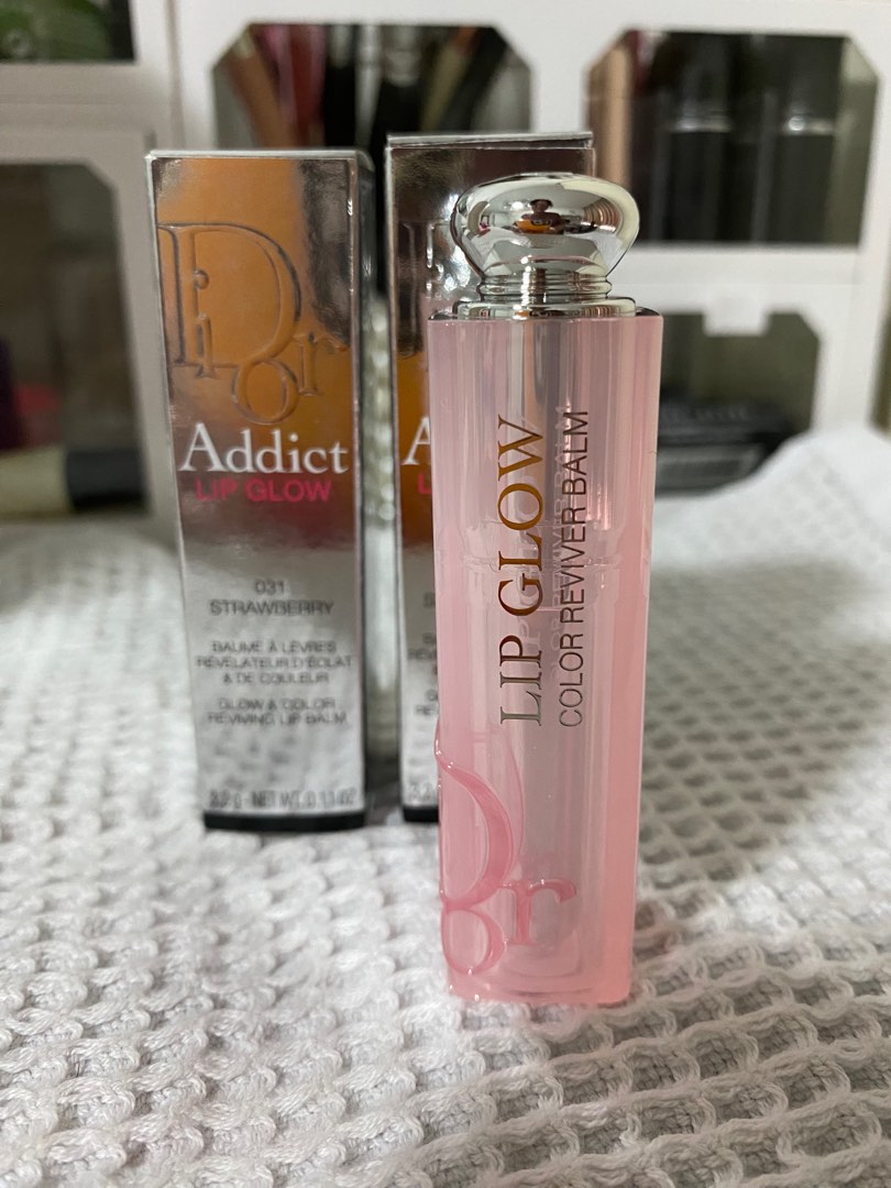 Dior addict lip glow lip balm in 31 strawberry, Beauty & Personal Care ...