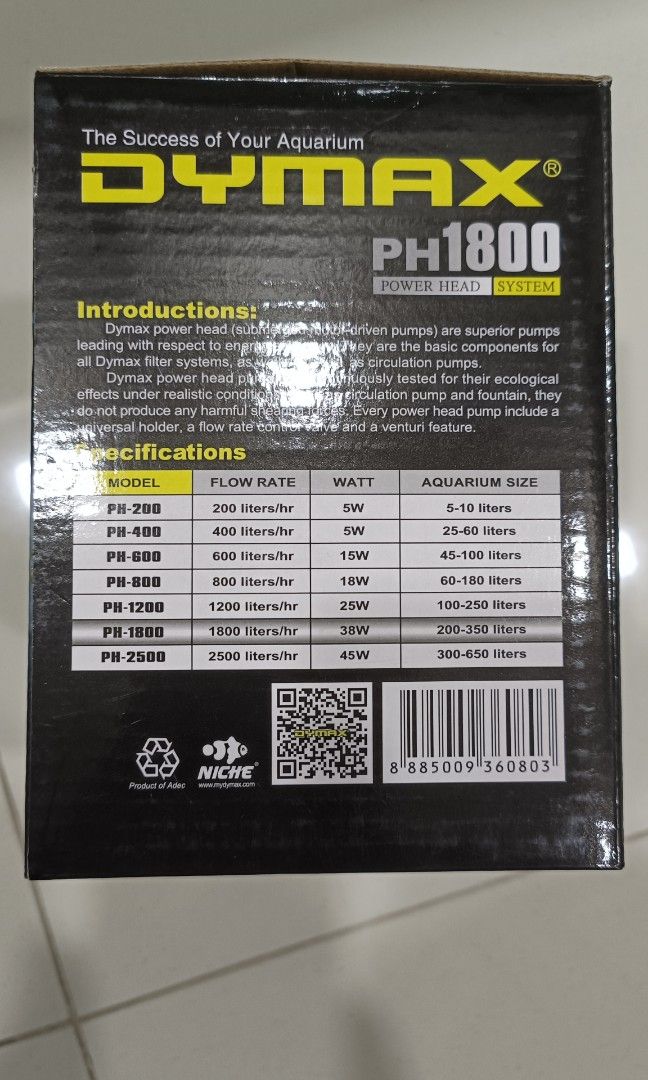 Dymax PH1800 aquarium pump, Pet Supplies, Homes & Other Pet Accessories ...
