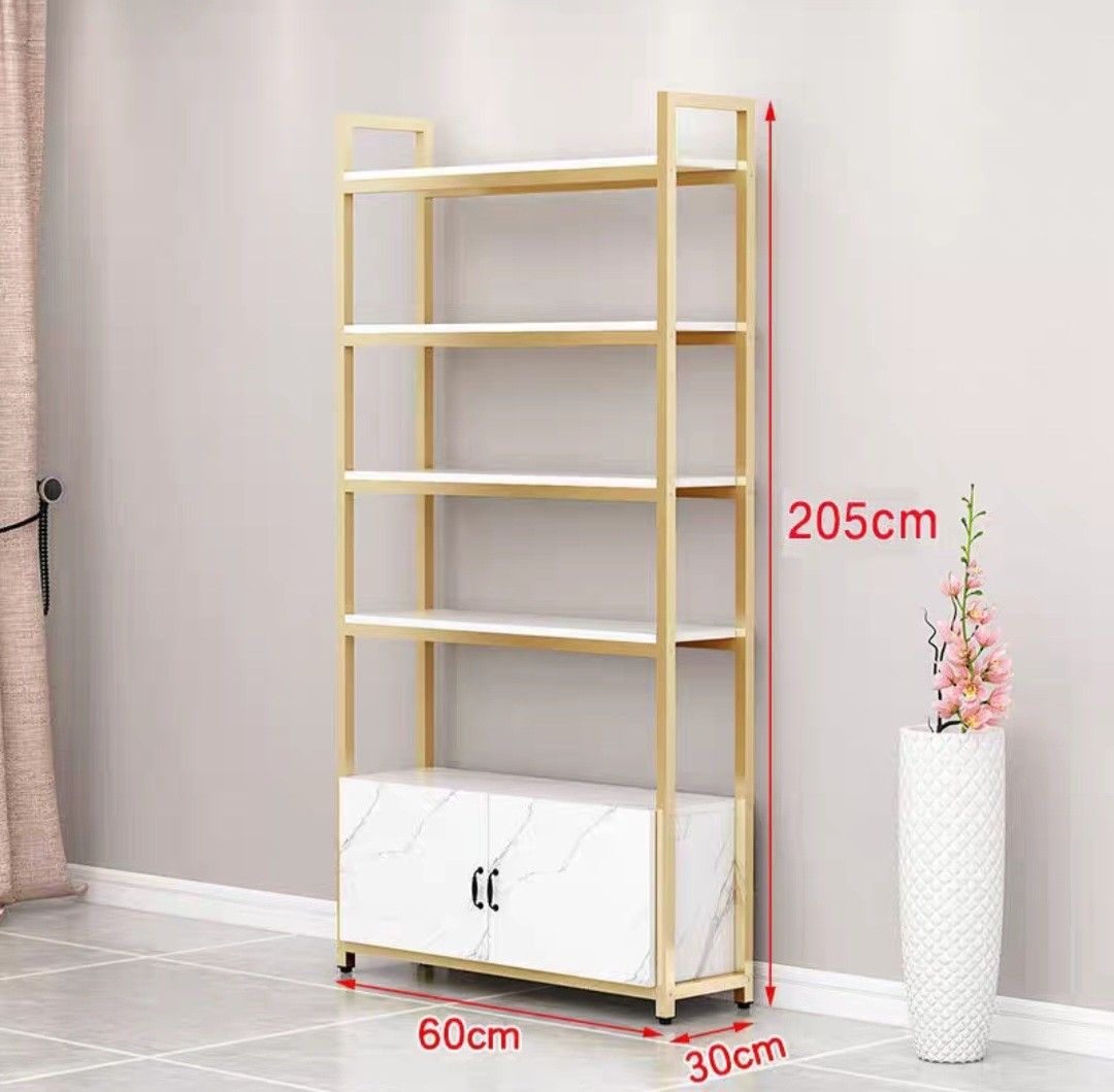 Elegant display racks / shelves - gold and white with marble prints ...