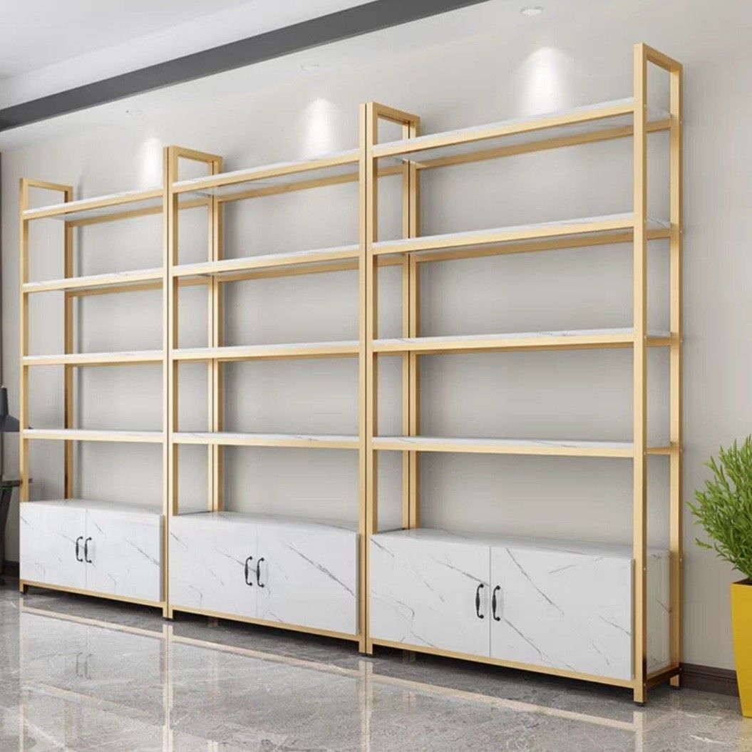 Elegant display racks / shelves - gold and white with marble prints ...